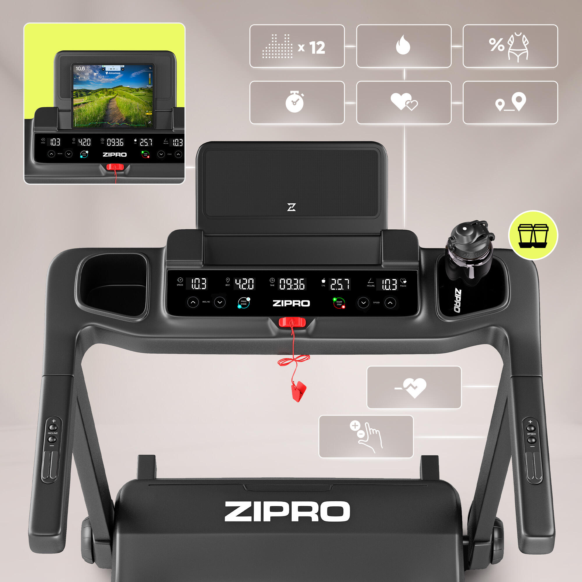 Tapis de course pliant Zipro Ramble 125 x 45 cm compact 16 km/h ...