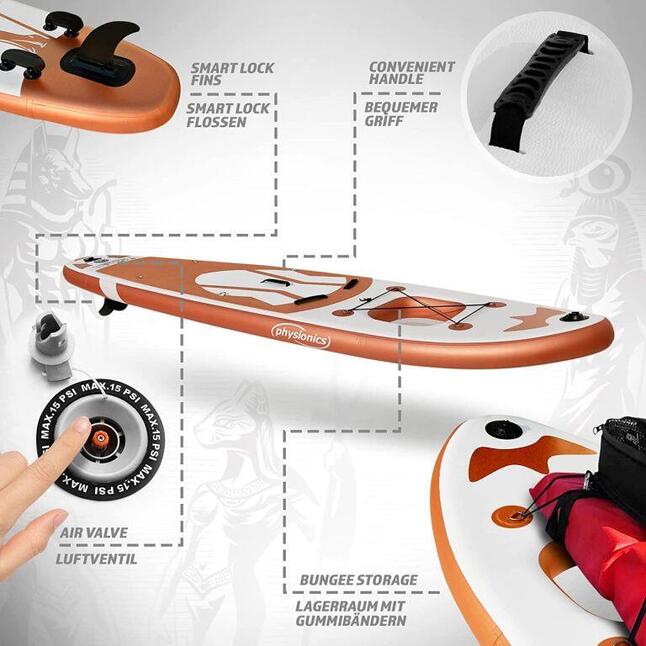 PHYSIONICS - Placa gonflabila Paddle Board, 320 x 80 x 15 cm ...