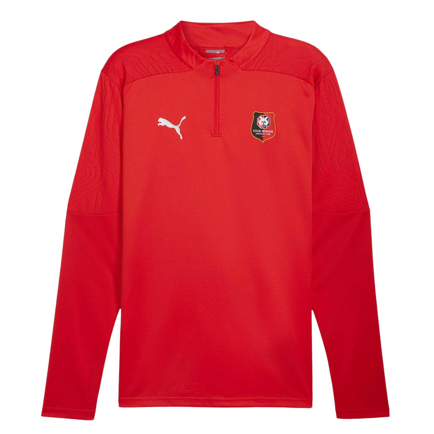 Mens Stade Rennais FC Quarter Zip Training Top (Red) | Decathlon