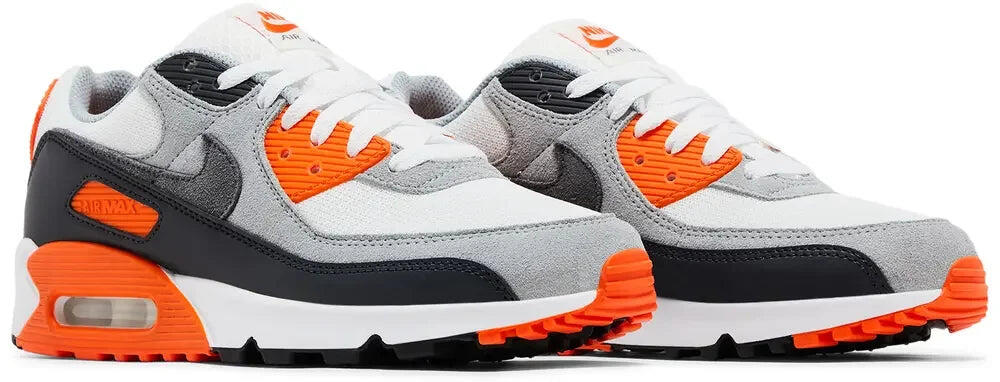 Nike Air Max 90 Summit White Safety Orange Dark Smoke Grey Smoke Grey ...