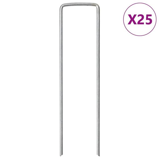 VidaXL Ground Pegs 25 pcs U-shaped 15x3.5 cm Galvanized Steel VIDAXL ...