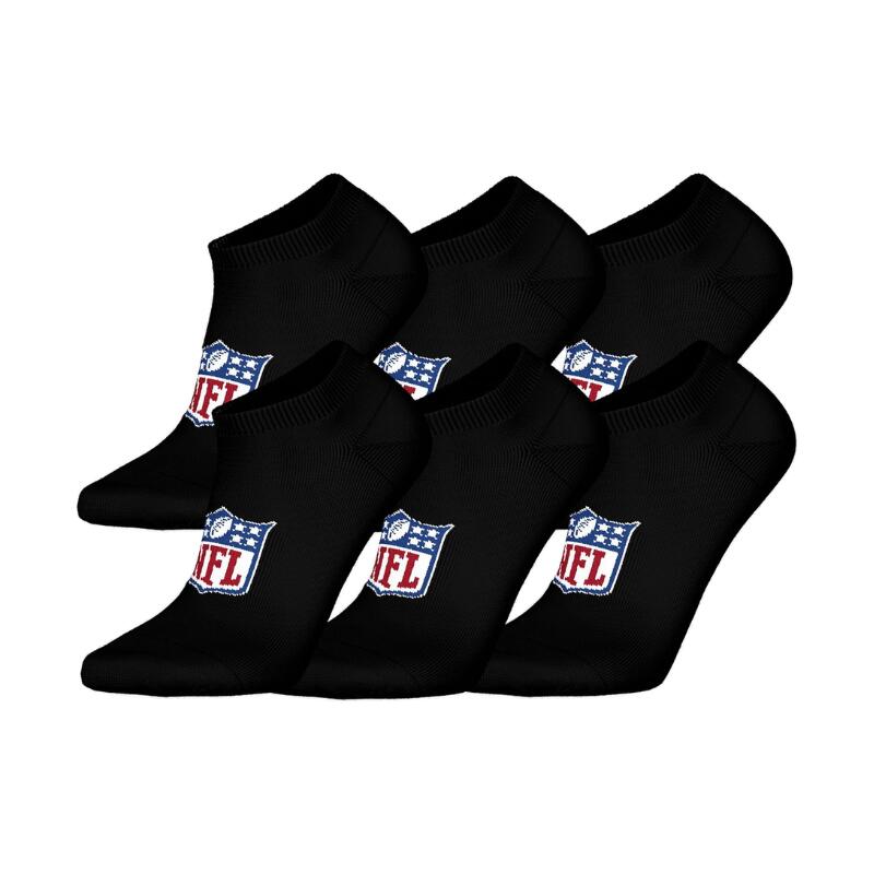 NFL Shield Logo 6-Pack High-Quality Cotton Sneaker Socks | 35/38 Black ...