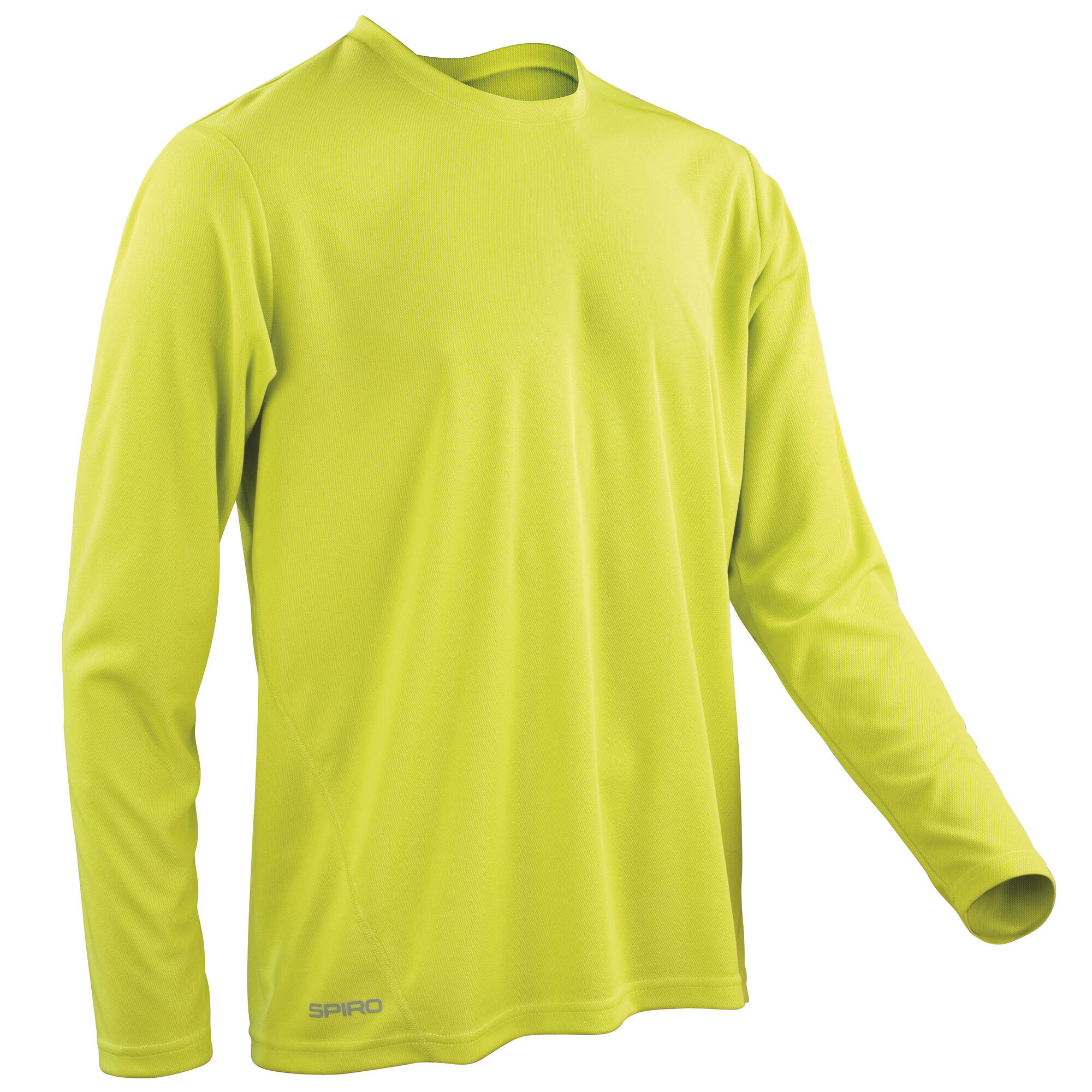 Mens Sports QuickDry Long Sleeve Performance TShirt (Lime Green) SPIRO ...