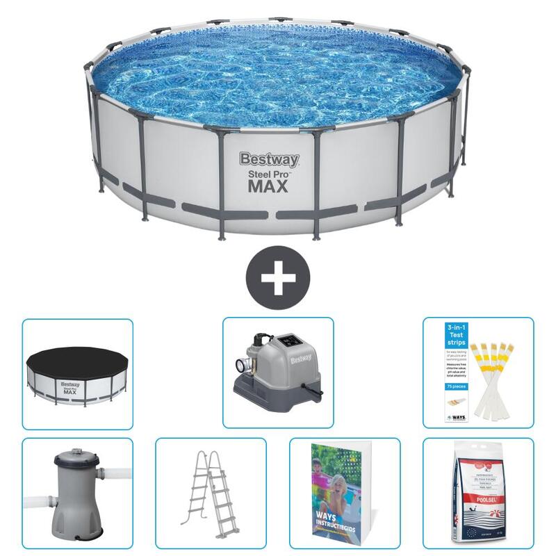 BESTWAY Basen Steel Pro MAX Okrągły - 488x122 cm - 8-częściowy S649 ...