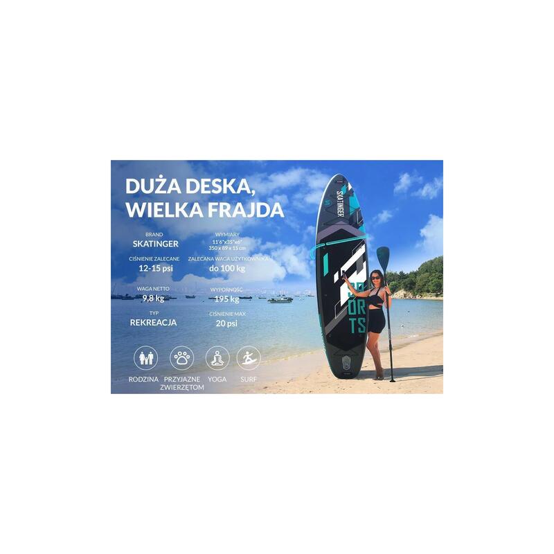 Deska SUP SKATINGER Sports Grey 350x89x15 cm (11'6'') yoga SKATINGER ...