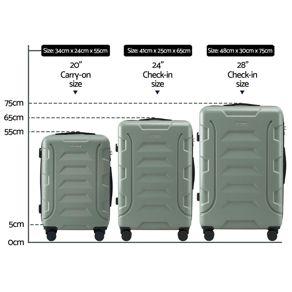 Wanderlite 3pcs Luggage Suitcase Set Trolley Travel TSA Lightweight ...