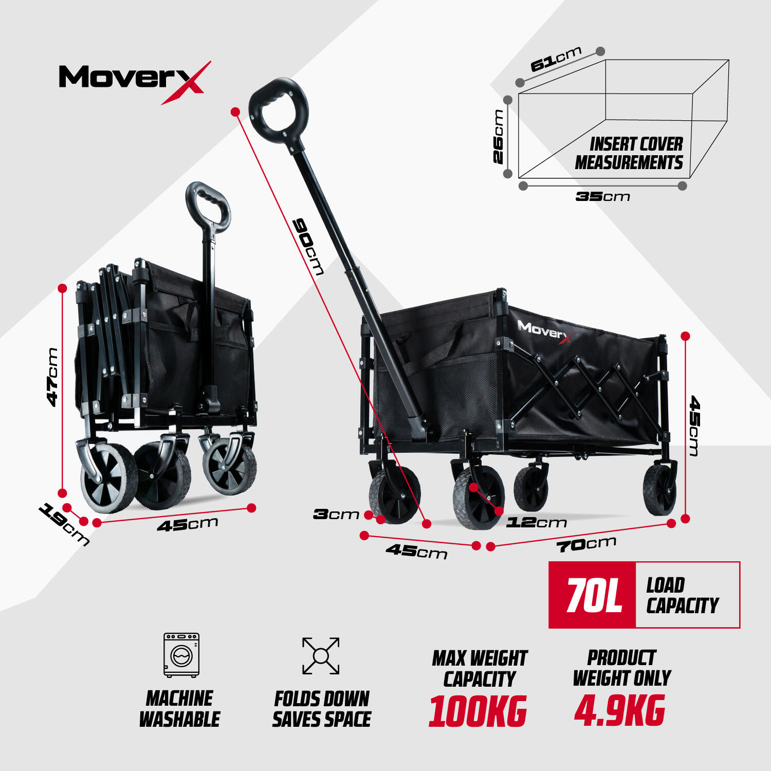 70L / 100kg Folding Camping Trolley Festival Wagon | Decathlon