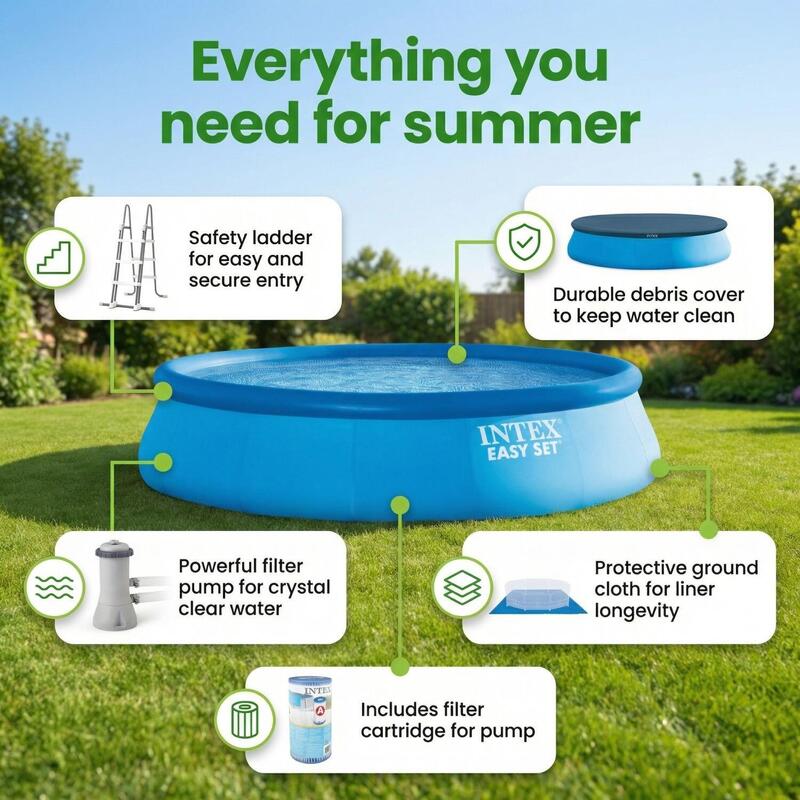 INTEX Basen Easy Set Okrągły - 457x107 cm - 9-częściowy S565 INTEX ...