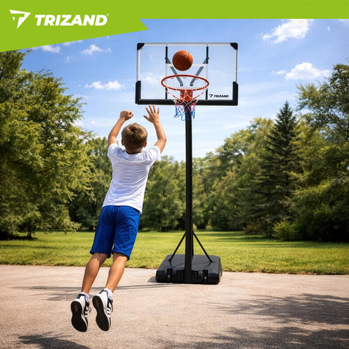 TRIZAND - Cos baschet cu panou si suport, 135-305 cm, baza cu roti ...