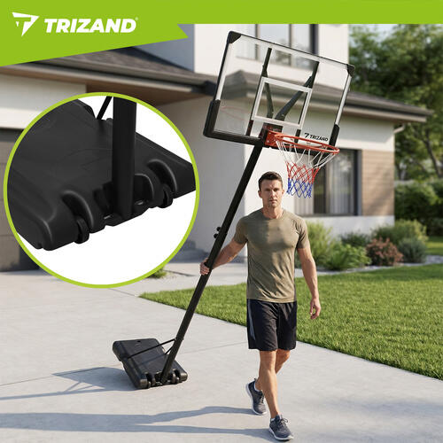 TRIZAND - Cos baschet cu panou si suport, 135-305 cm, baza cu roti ...