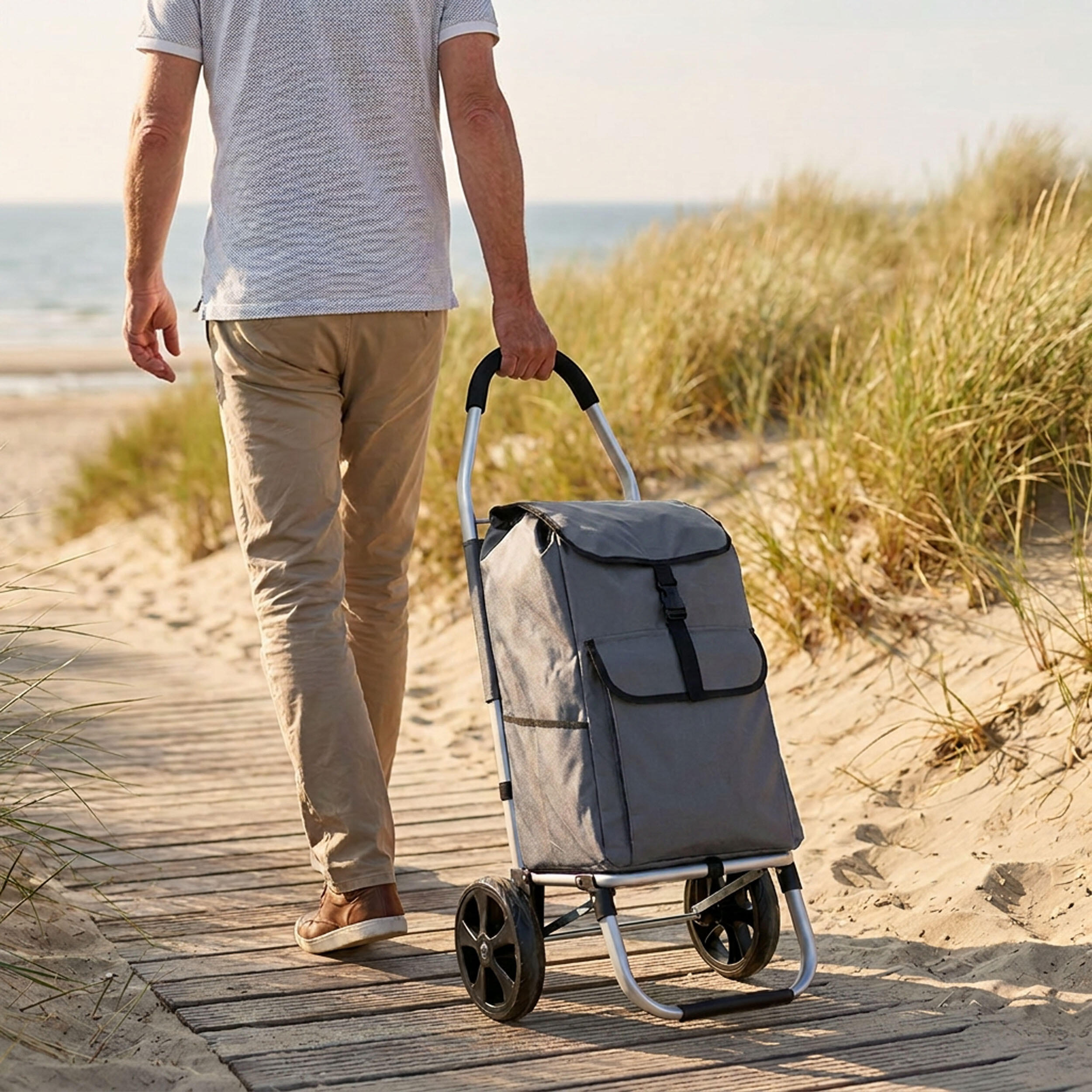 Travelnet Chariot de courses 40L, pliable, cadre en aluminium, avec ...