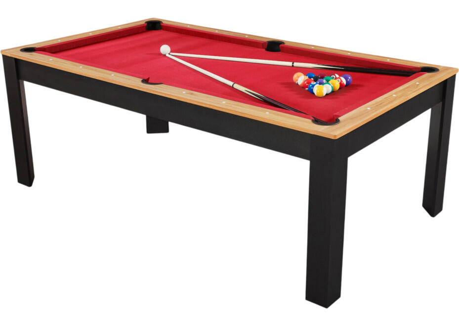 Table Billard convertible Prego 7FT duo bois et noir tapis rouge rubis ...