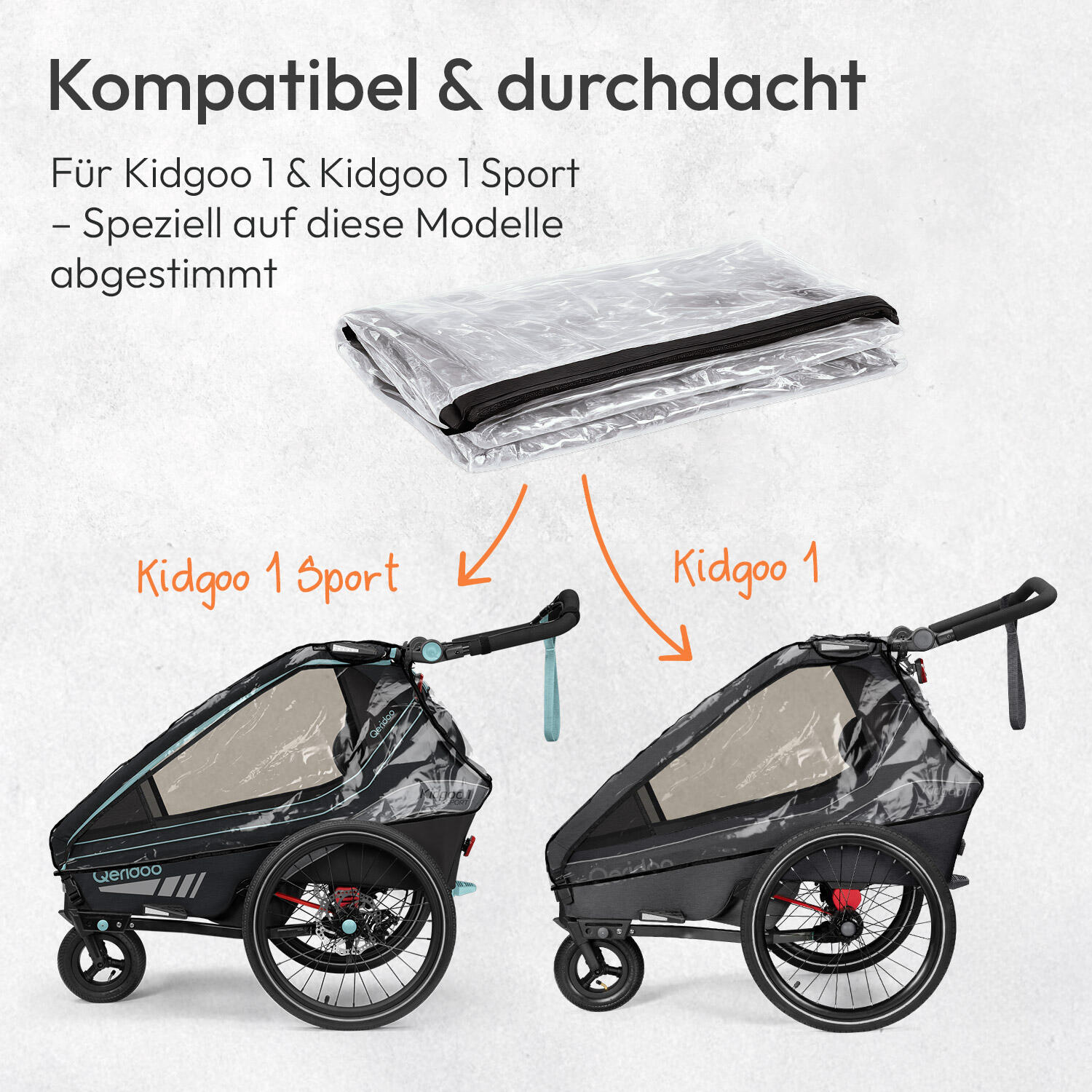 Housse de pluie pour remorque à vélo Qeridoo Kidgoo 1 / Kidgoo 1 Sport ...