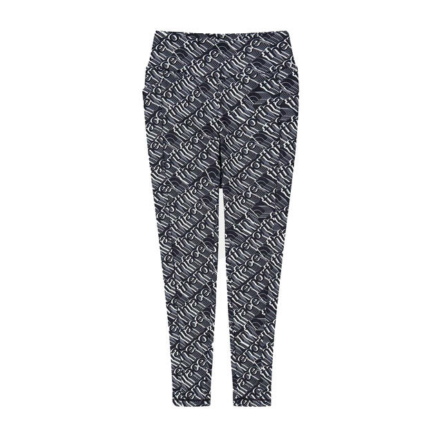 Womens/Ladies All Over Logo High Rise Leggings (Black) | Decathlon