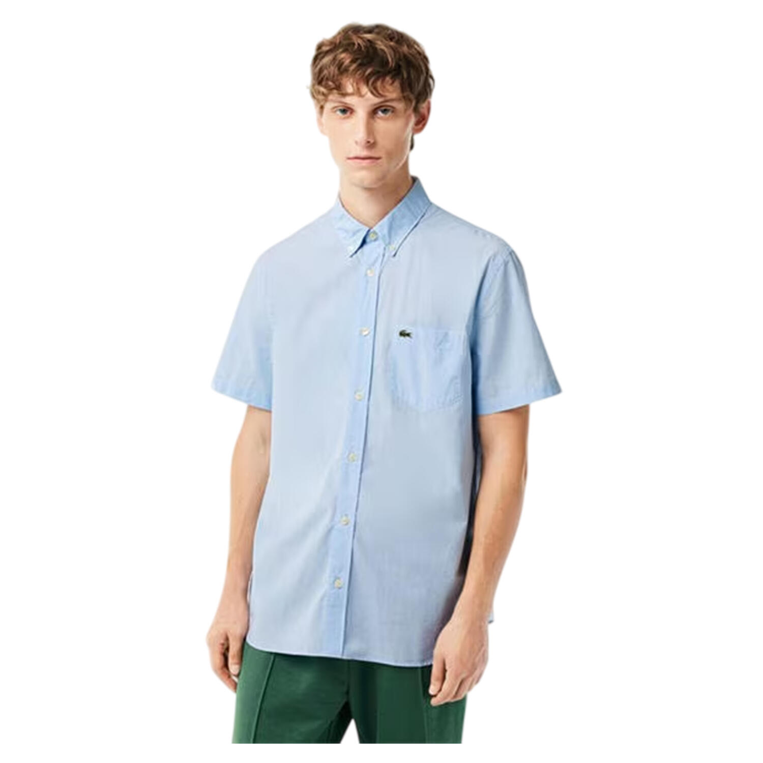 Mens Regular ShortSleeved Shirt (White/Navy Blue) | Decathlon