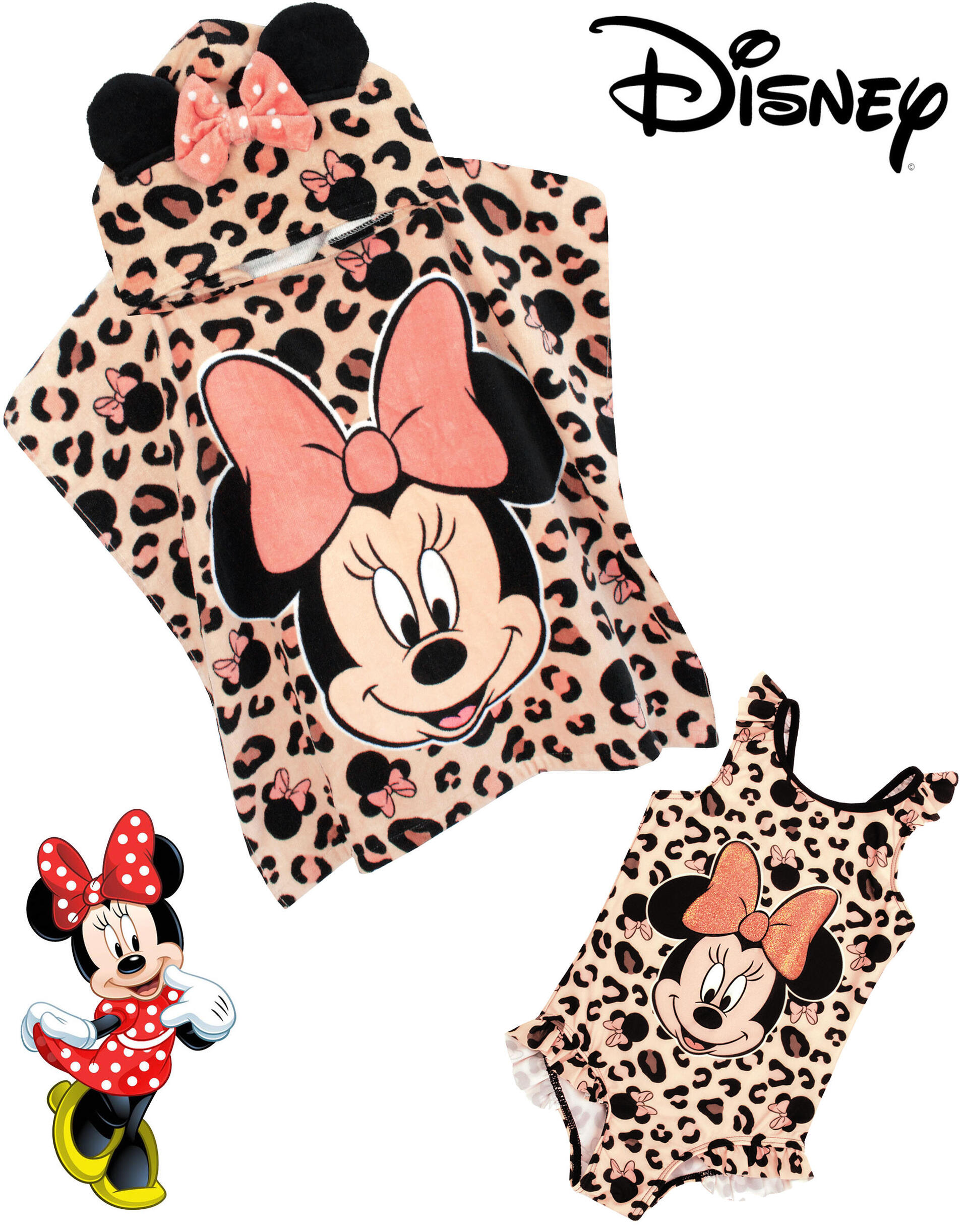Disney Minnie Mouse Poncho Towel and 1-Piece Swimsuit Set | Decathlon