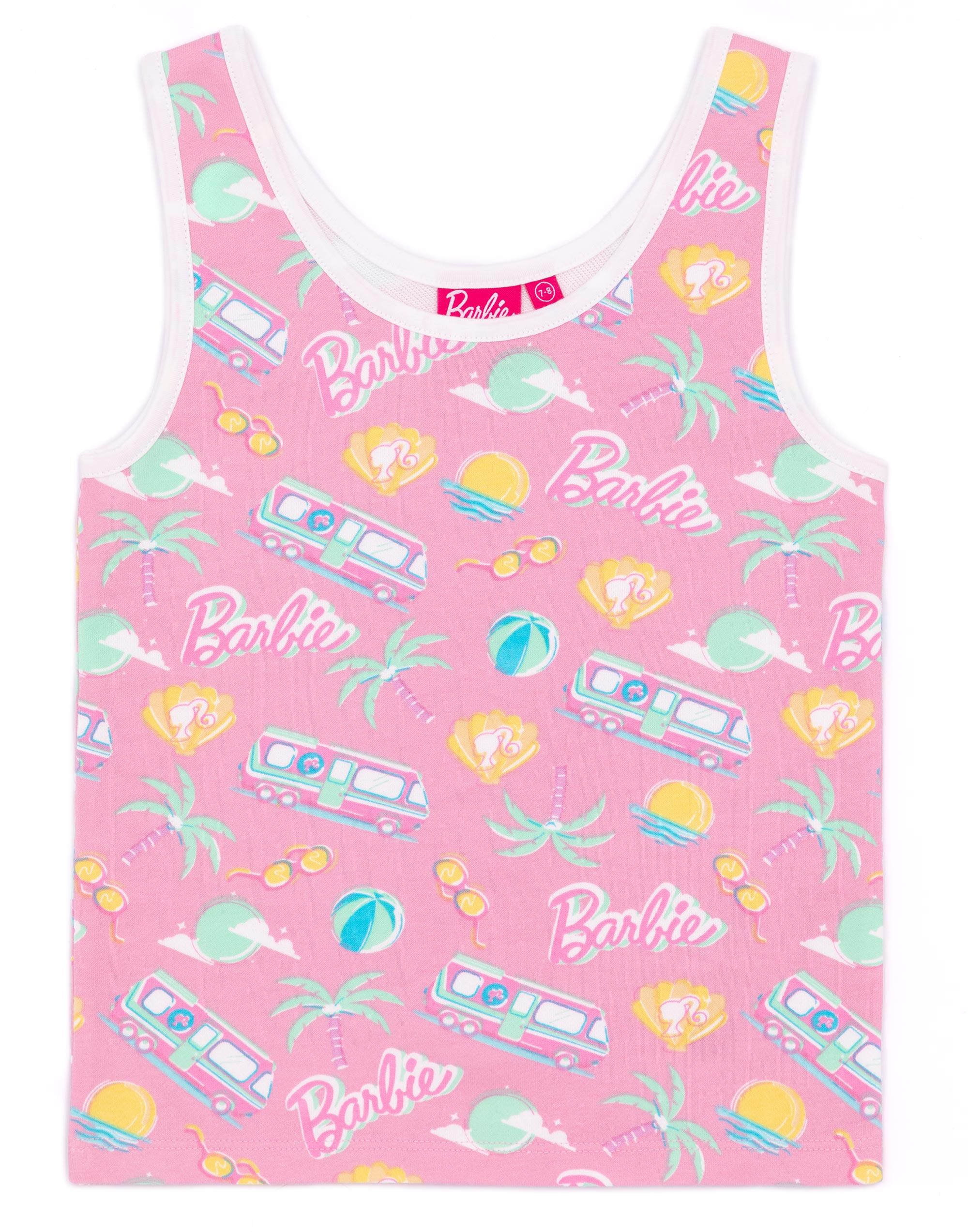 BARBIE Girls' Pink 2-Piece Towelling Co-ord - Shorts and Vest Set ...