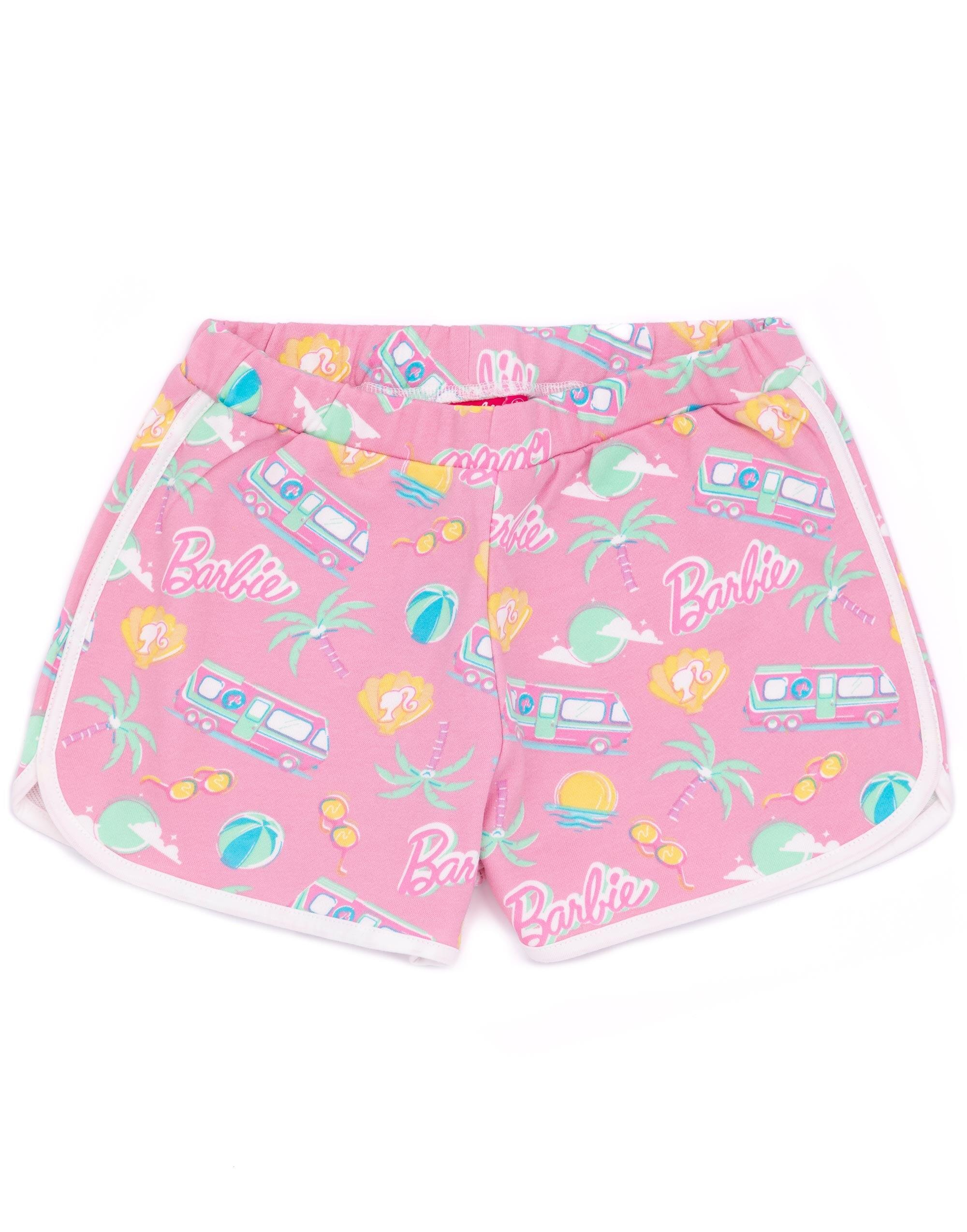 BARBIE Girls' Pink 2-Piece Towelling Co-ord - Shorts and Vest Set ...