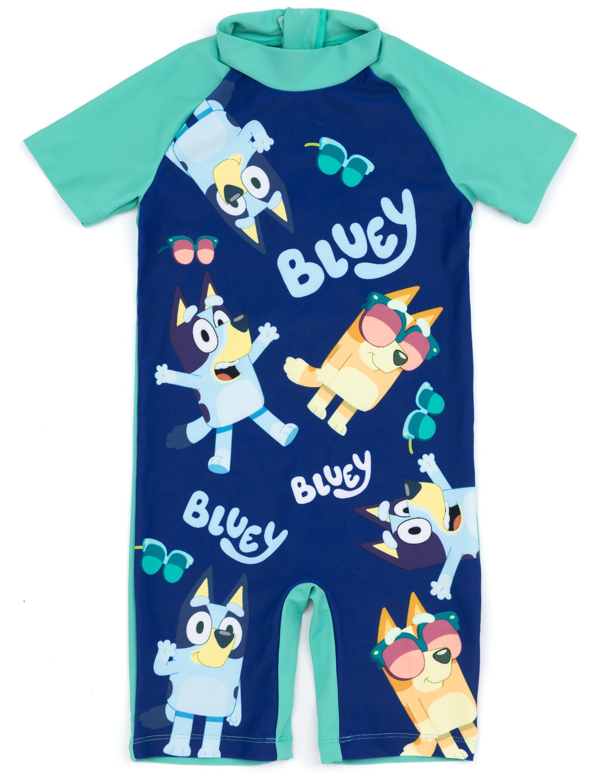 BLUEY Kids' One-Piece Surf Swimsuit, Short Sleeve, Zip Front | Decathlon