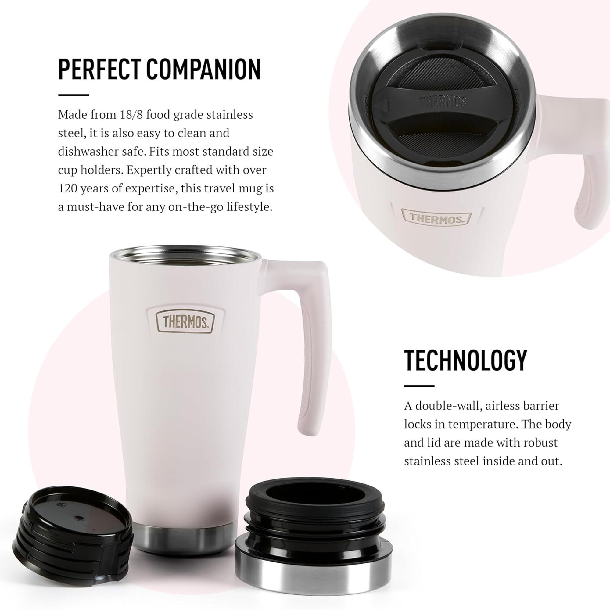 Thermos Icon Series Stainless Steel Travel Mug 470ml - Peony Pink ...