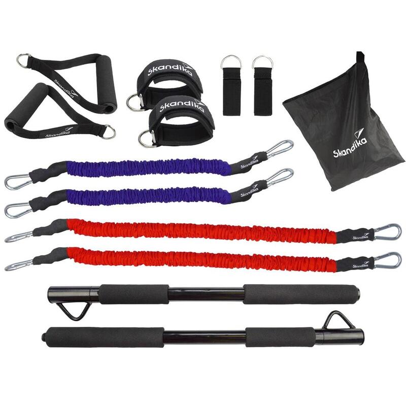 Multi-Widerstandsbänder mit Stange - Fitness - Rot/Blau SKANDIKA ...