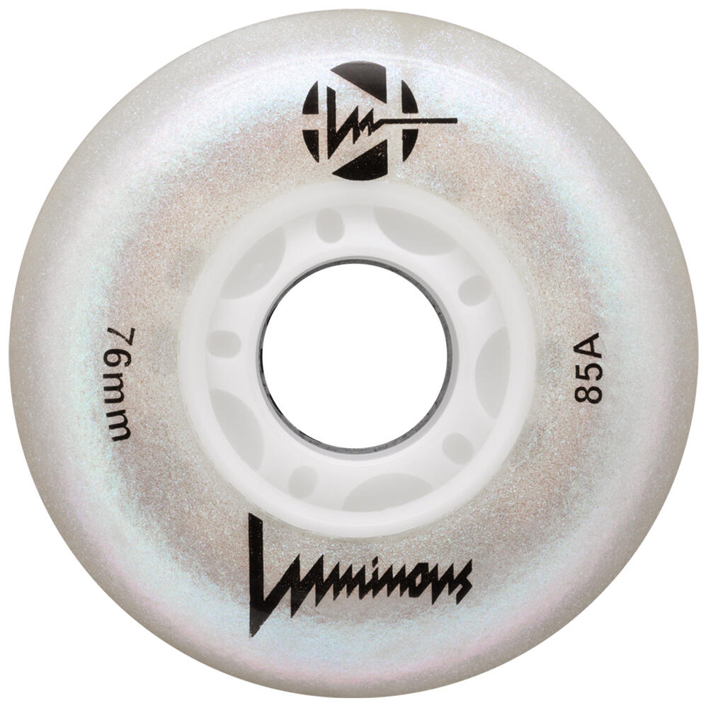 LUMINOUS LED LIGHT UP INLINE SKATE WHEELS WHITE GLITTER 76 MM – SET OF ...