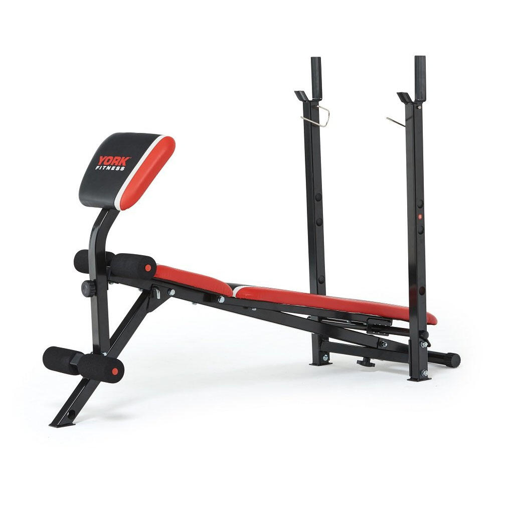 York Warrior 2 in 1 Folding Barbell and Ab Bench with Curl | Decathlon