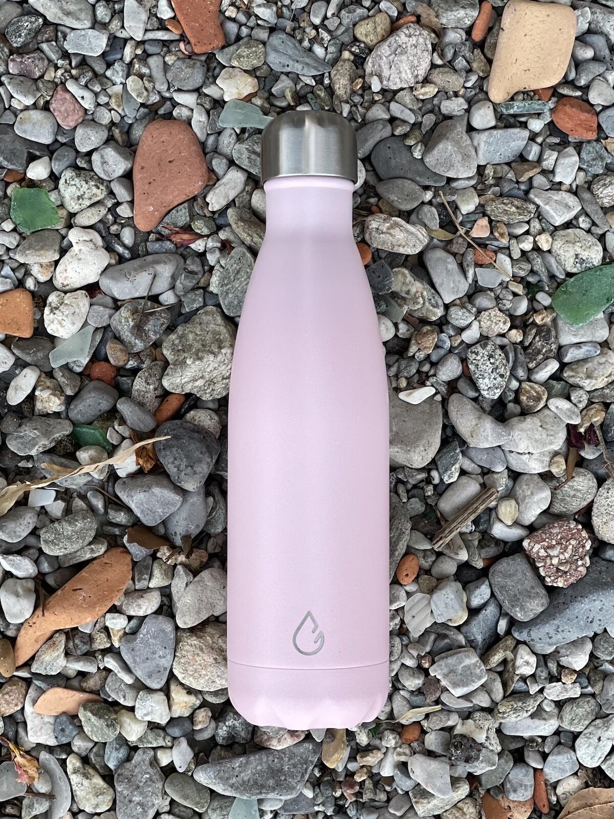FLOW waterfles RVS pastel roze 500 ml - dop met rietje | Decathlon