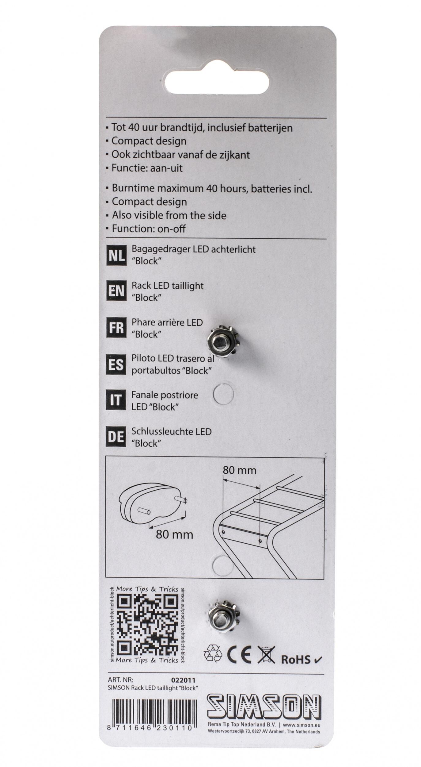 High-Quality LED Rear Light Block for Luggage Rack in Red SIMSON ...