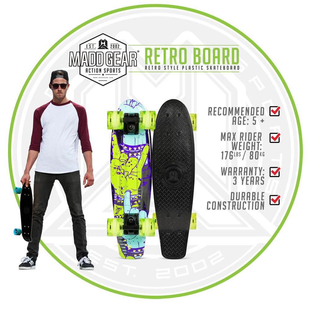 MADD GEAR G-RETRO 70’s RETRO CRUISER / MINI SKATEBOARD – ROCK'N MADD ...