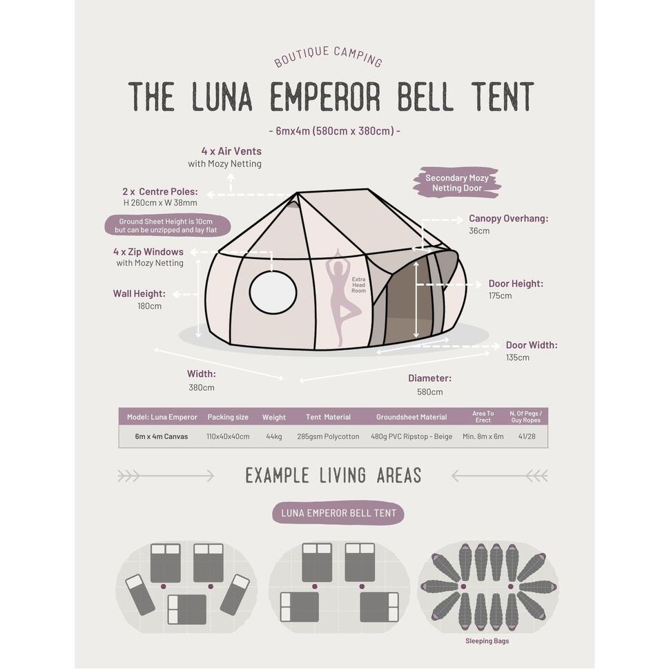 Luna Emperor Bell Tent - Canvas 285 BOUTIQUE CAMPING - Decathlon