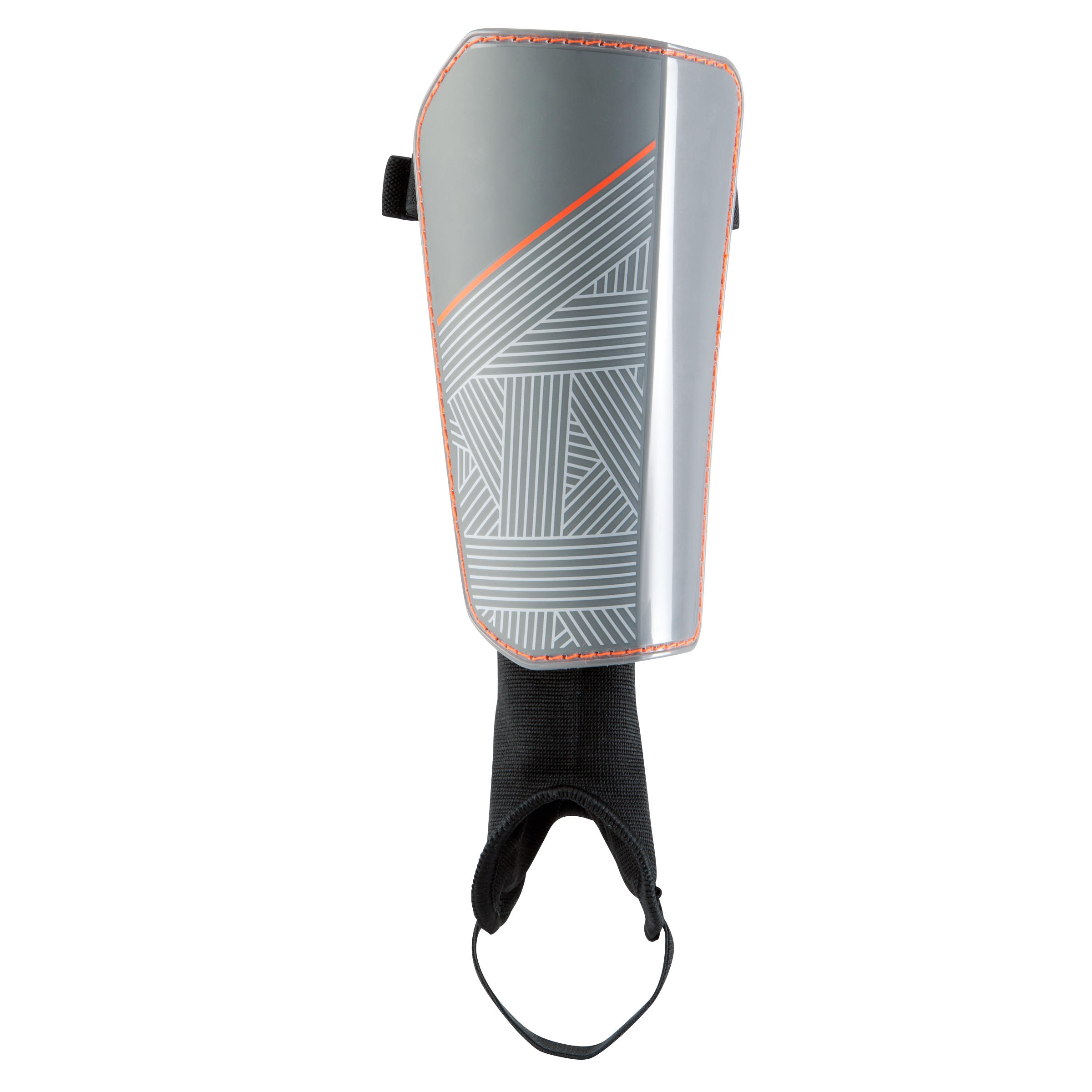 F140 Adult Football Shin Pad (Detachable Ankle Pad) - Grey/Orange ...