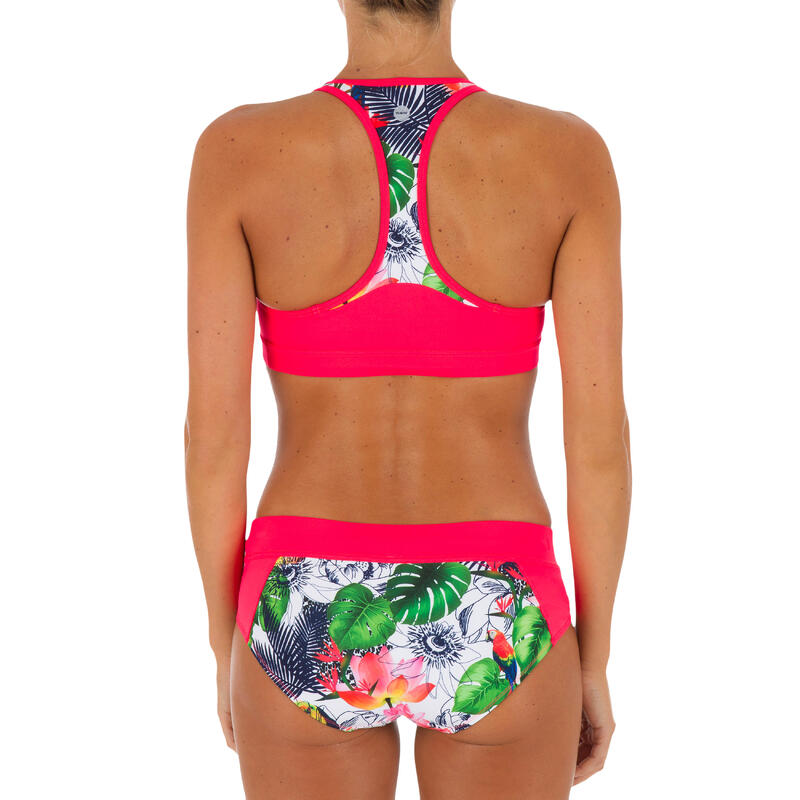 Womens Surfing Swimsuit Crop Top Ana Blur Pink Olaian Decathlon