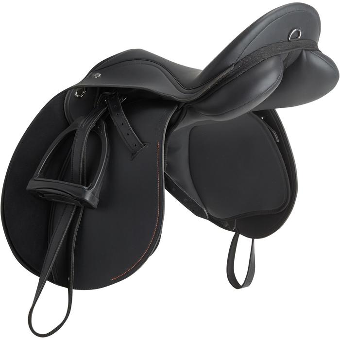 Selle polyvalente synthétique équipée équitation cheval SYNTHIA noir 17 ...