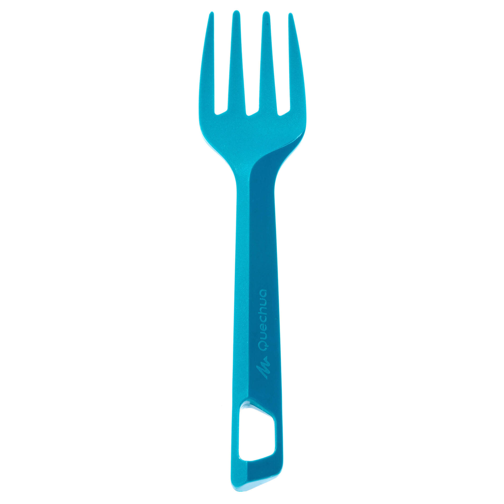 3-piece cutlery set (knife, fork, spoon) for camping in blue plastic