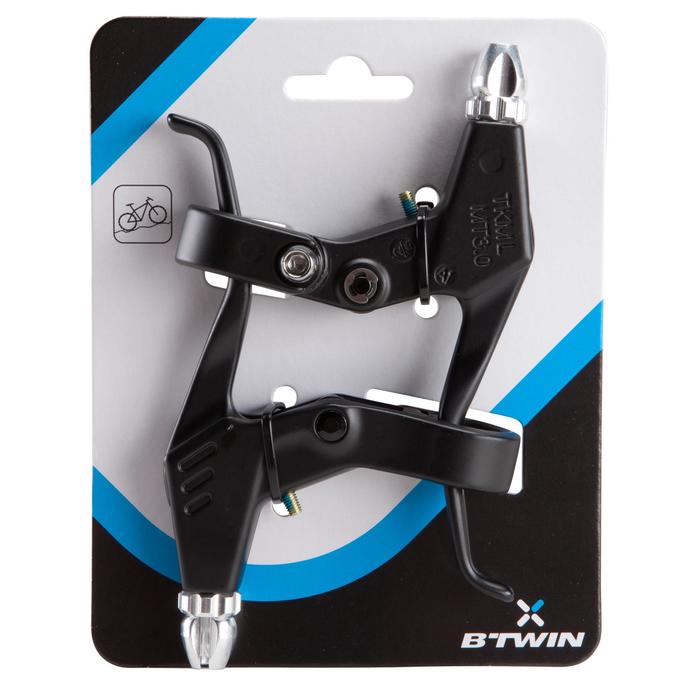 Mountain Bike Brake Lever Btwin 2-finger for V-Brake - Black