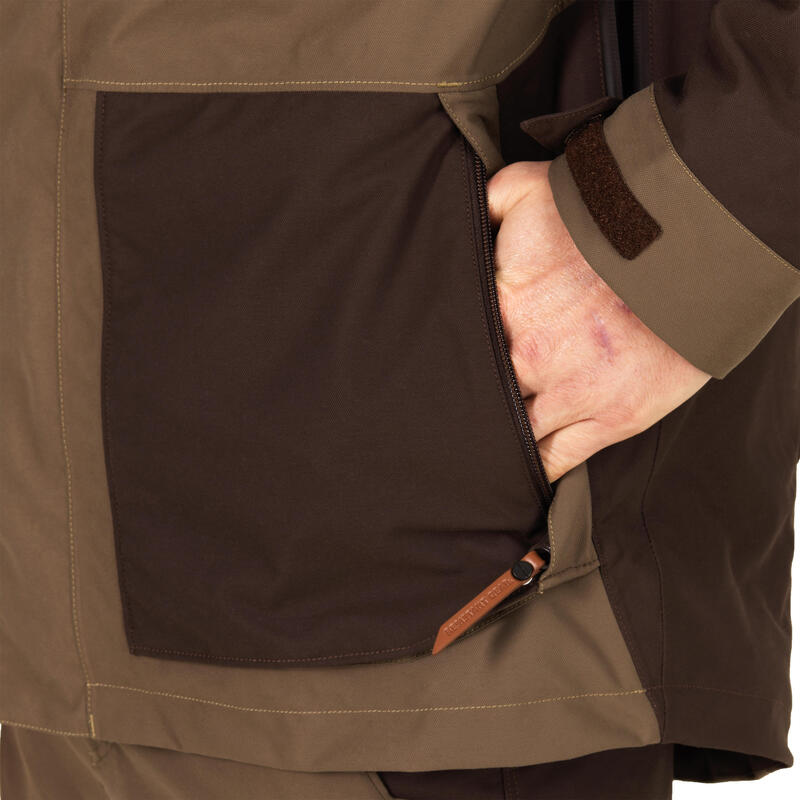 WATERPROOF HUNTING JACKET RENFORT 500 - BROWN SOLOGNAC - Decathlon