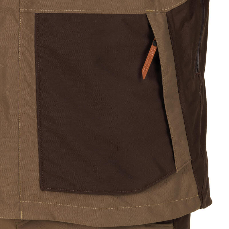 WATERPROOF HUNTING JACKET RENFORT 500 - BROWN SOLOGNAC - Decathlon