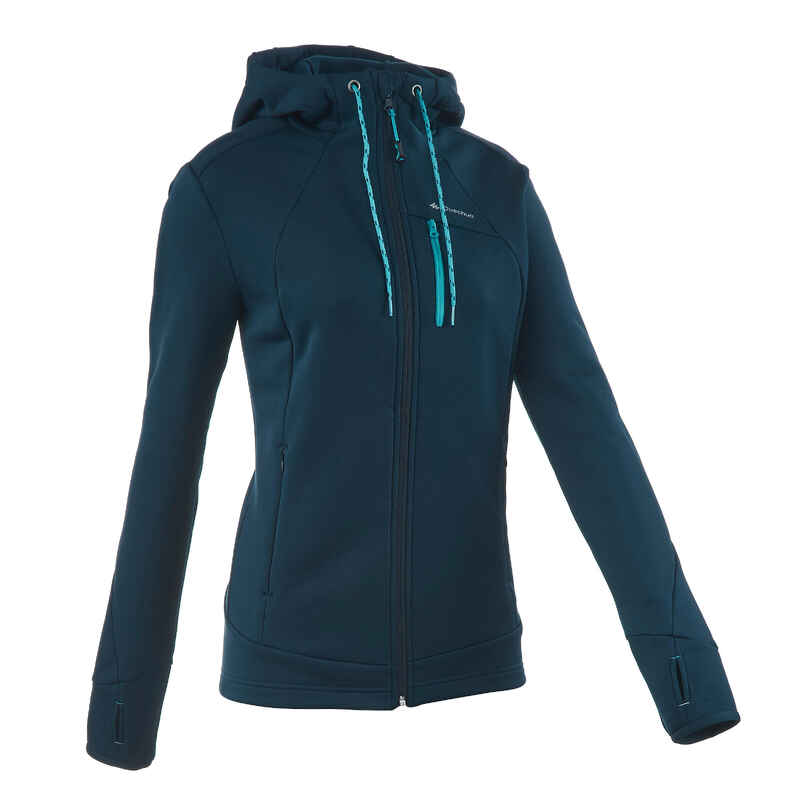 Forclaz 400 stretch Women's mountain Hiking Fleece jacket - blue green ...