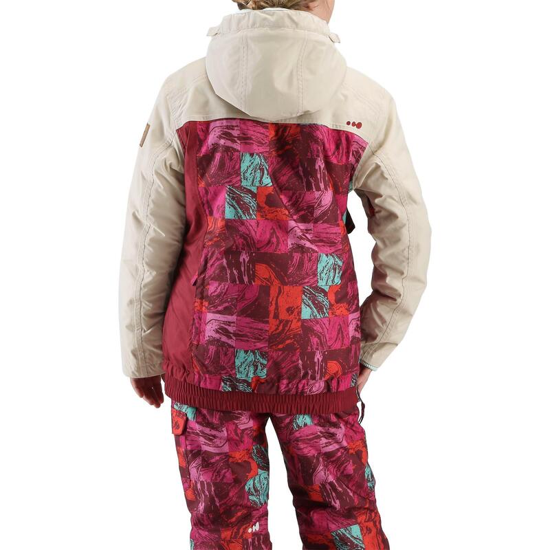 Midstyle Girls' Ski Jacket - Burgundy and Beige WEDZE - Decathlon