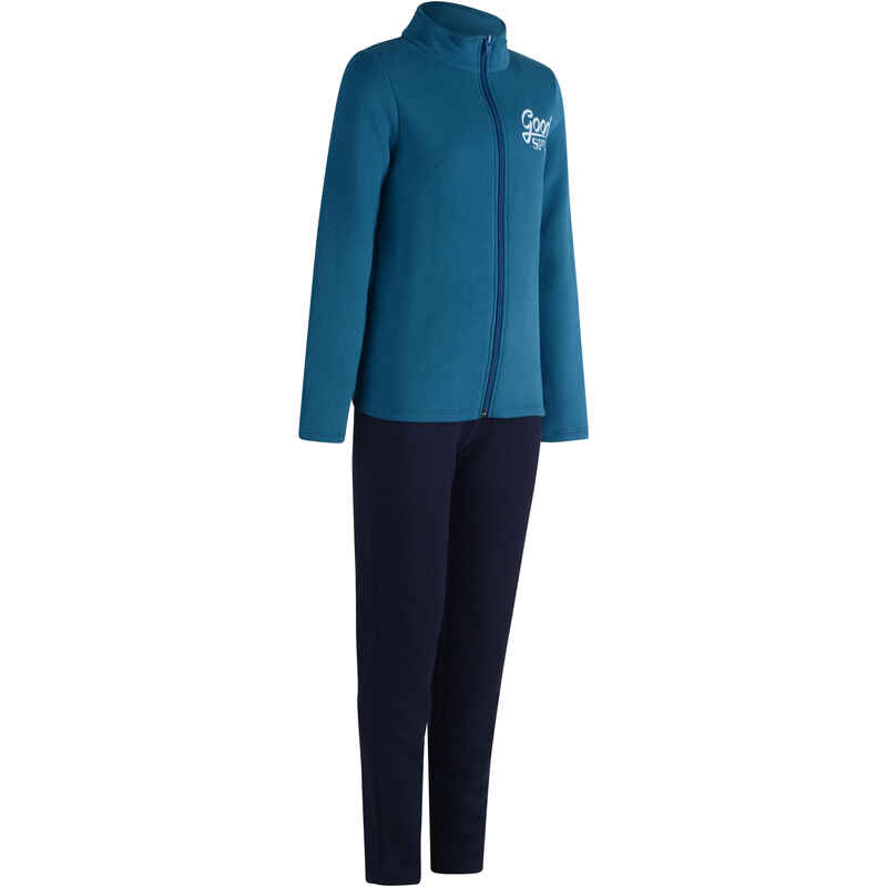 Warm'y Boys' Gym Warm Zip-Up Tracksuit - Blue Print - Decathlon