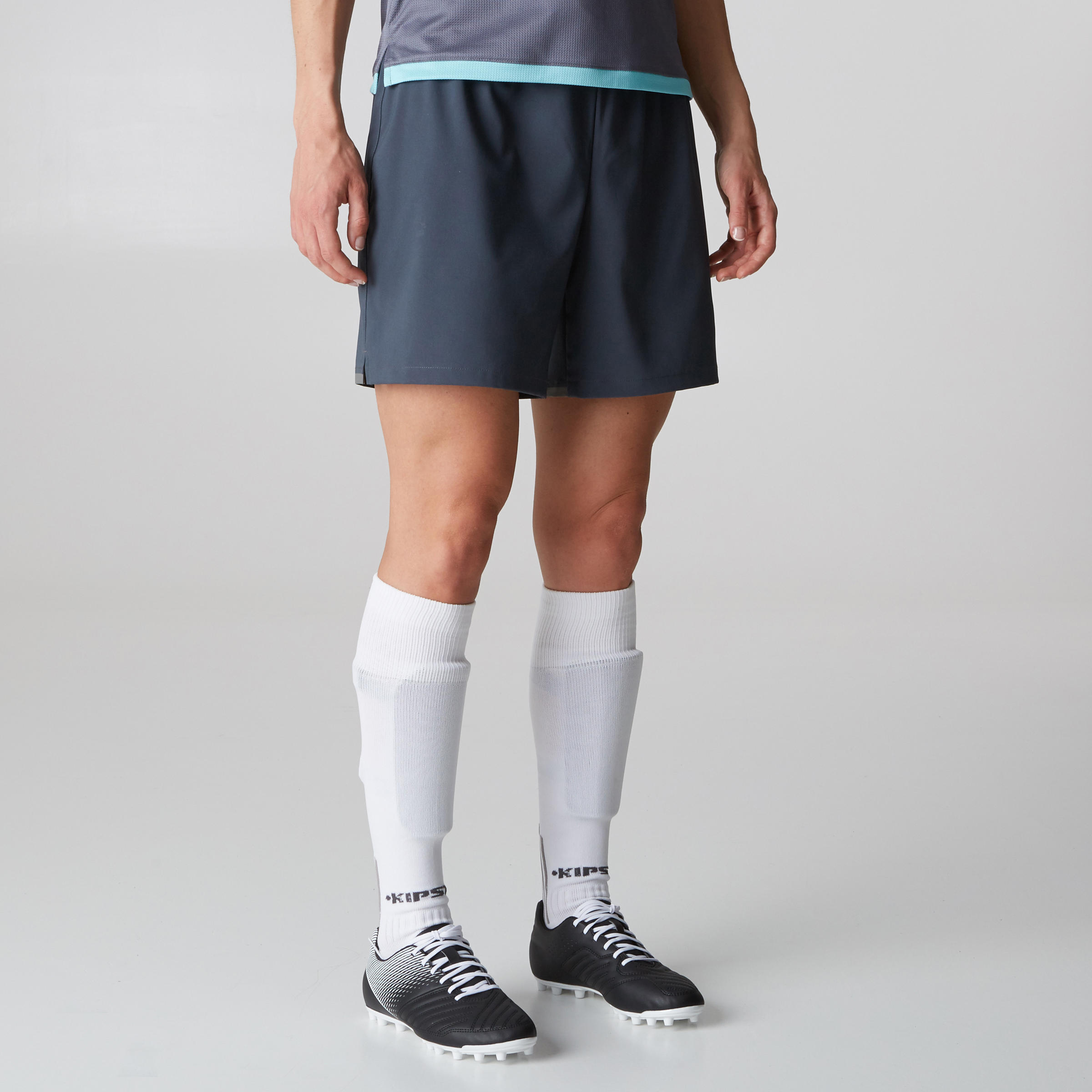 F500 Women's Football Shorts - Grey/Mint - Decathlon