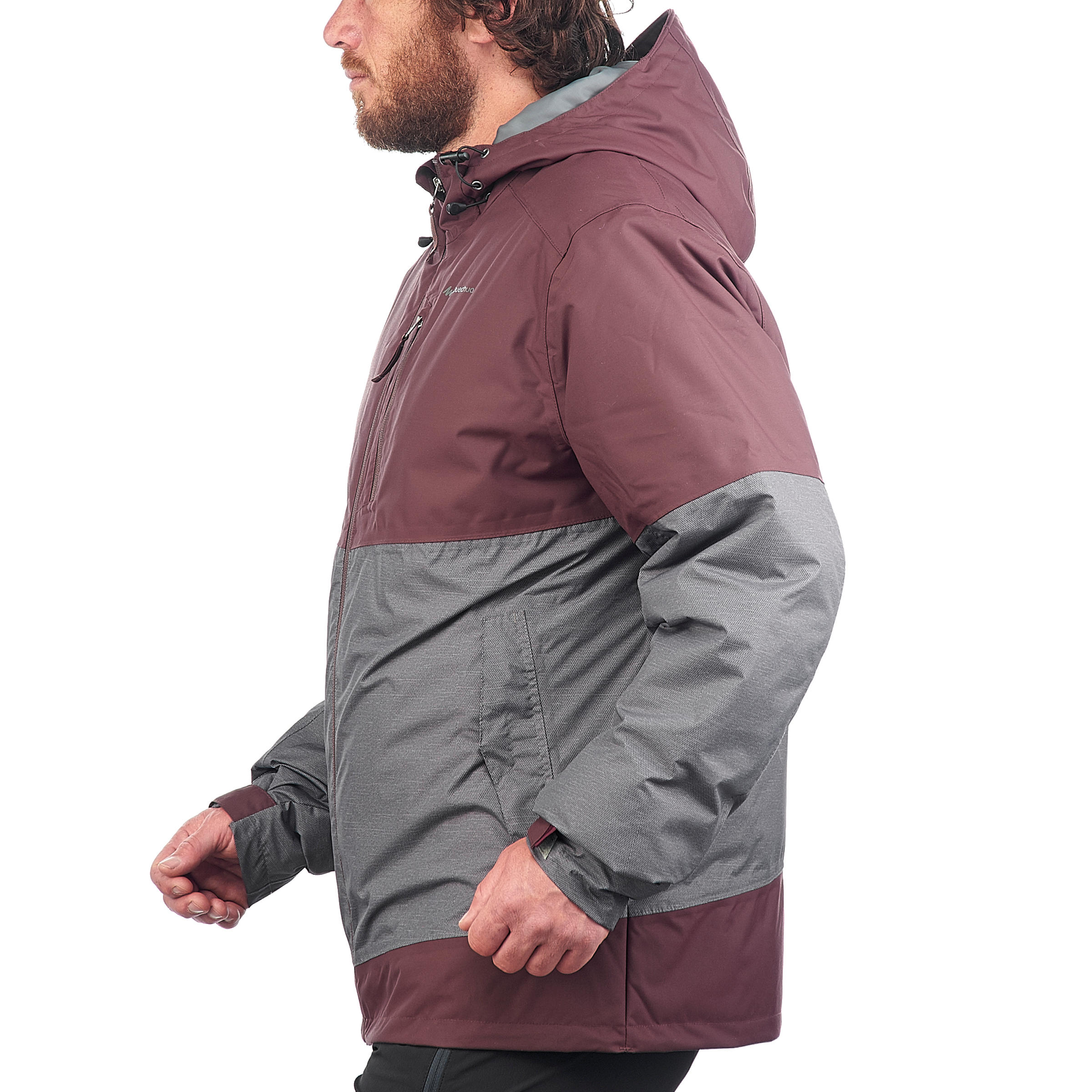 SH100 Men’s x-warm burgundy snow hiking jacket - Decathlon