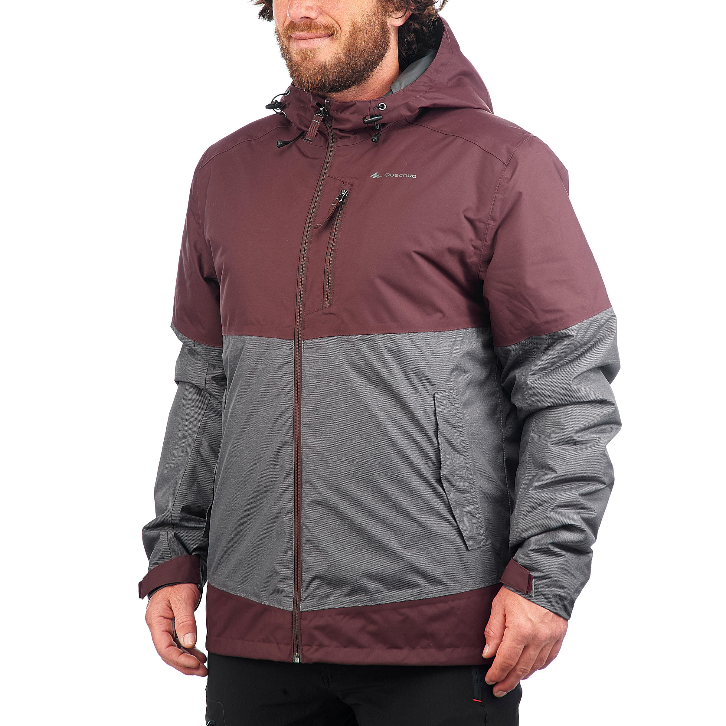 SH100 Men’s x-warm burgundy snow hiking jacket - Decathlon