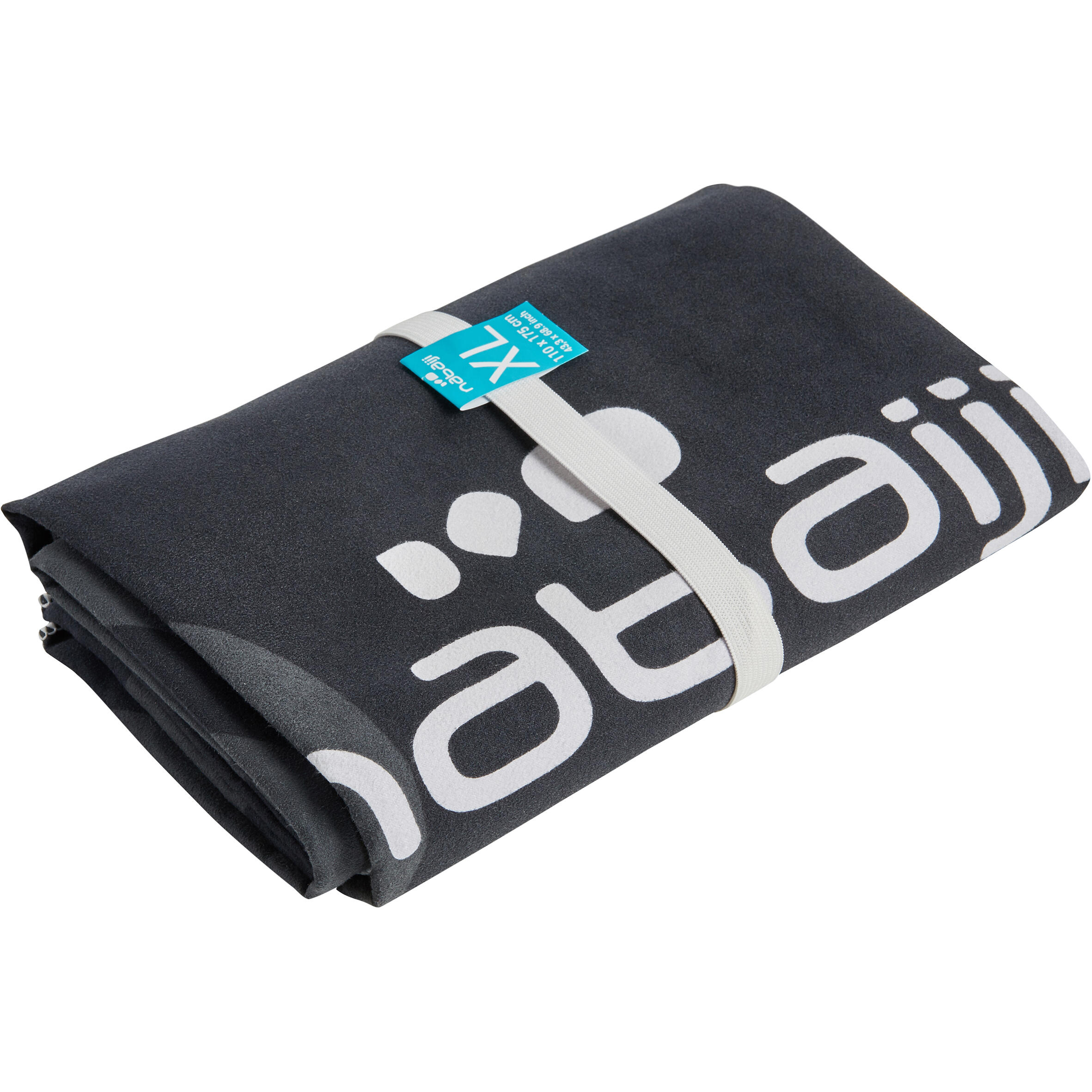 Ultra-Compact Microfibre Printed Towel Size L 110 x 175 cm - Dark Grey ...