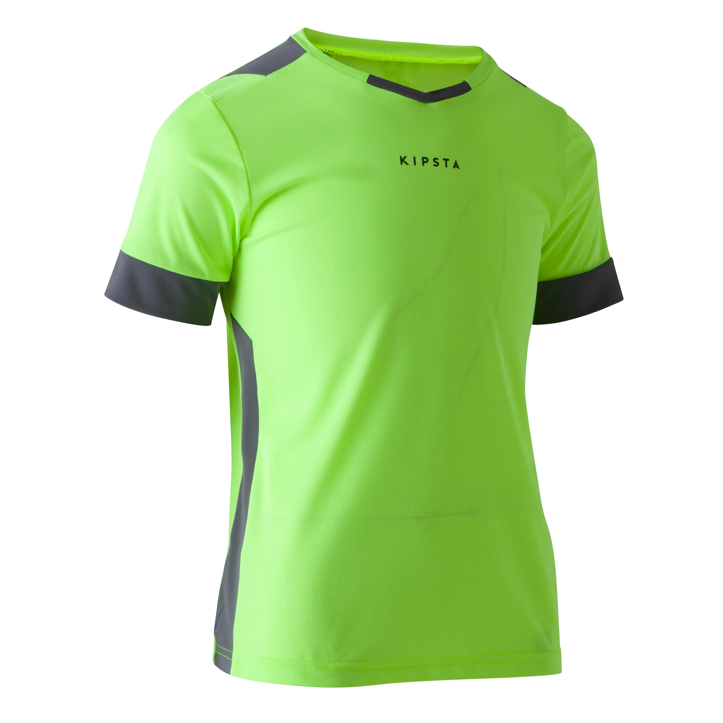 F500 Kids Football Shirt Yellow Grey