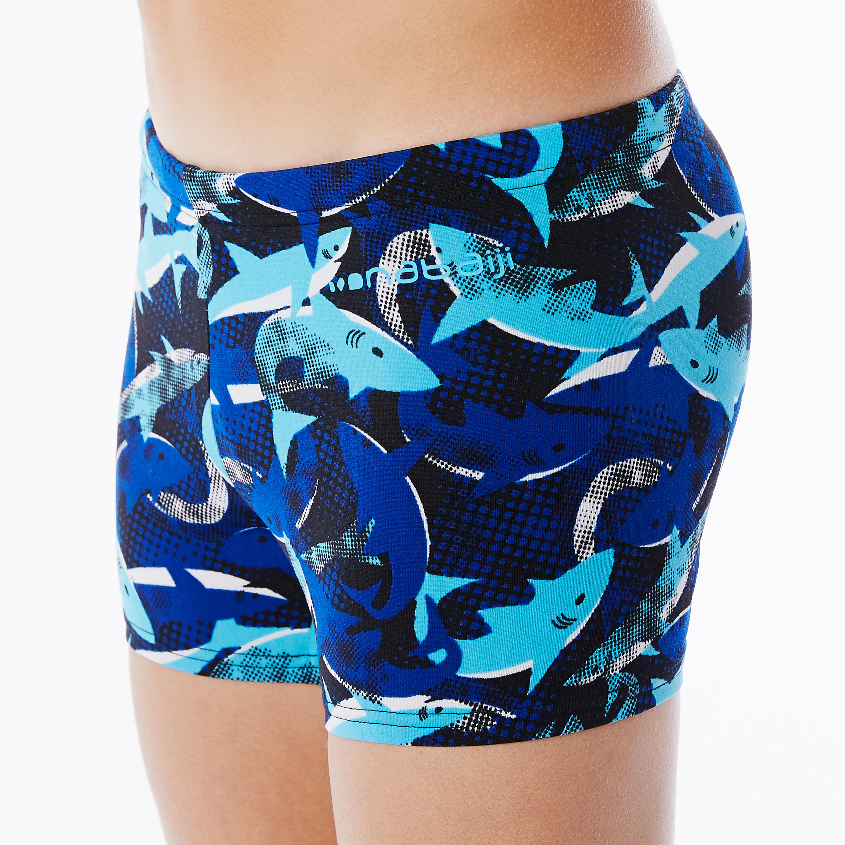 500 BOY’S SWIM BOXER SHORTS PRINT ALLJAWS BLUE - Decathlon
