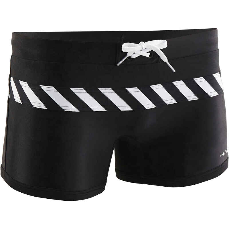 550 POOL M MEN'S BOXER SWIM SHORTS - ALL ICE BLACK - Decathlon