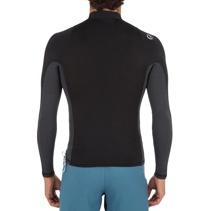 Tee Shirt Anti Uv Surf Top 500 Manches Longues Homme Noir Gris Olaian