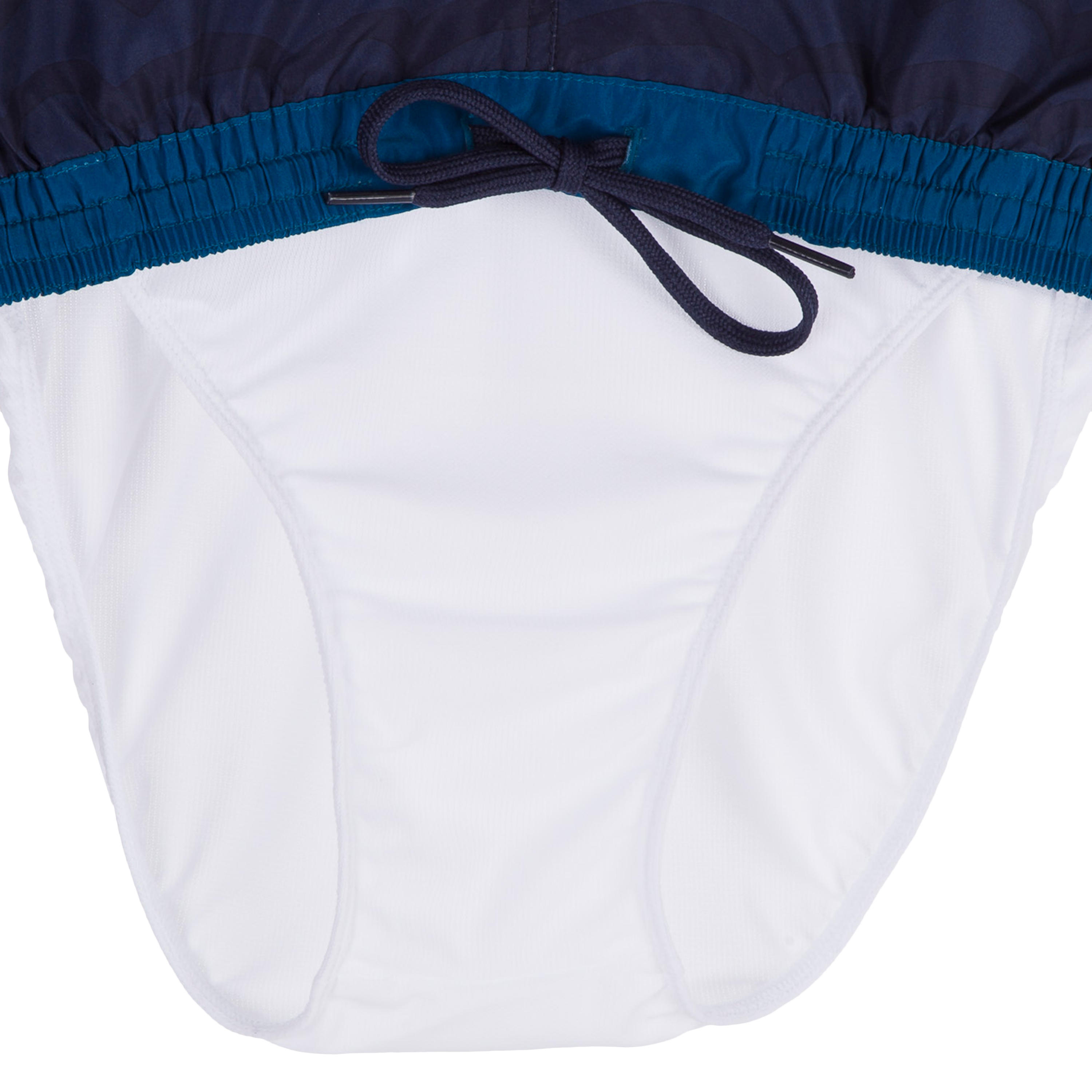 100 kid’s short surfing boardshorts Wave blue - Decathlon